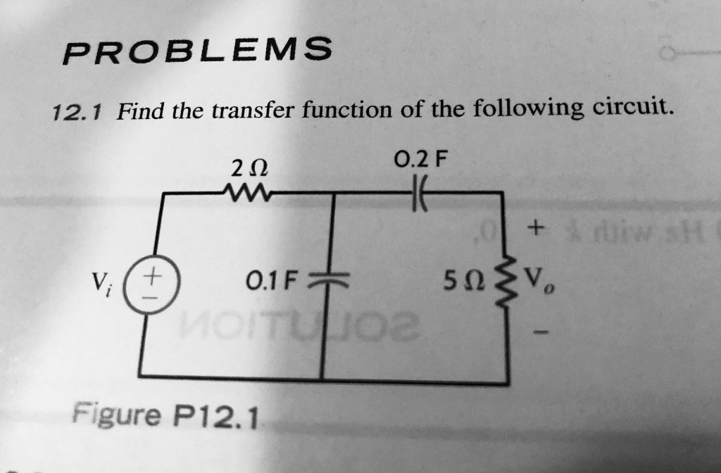 Solved PROBLEMS 12.1 Find the transfer function of the | Chegg.com