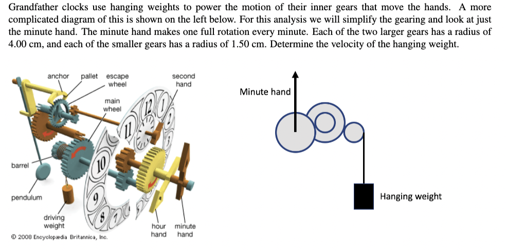 Solved Grandfather clocks use hanging weights to power the | Chegg.com