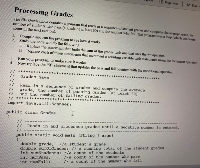 Solved 10 paye Page view A Read Processing Grades The file | Chegg.com