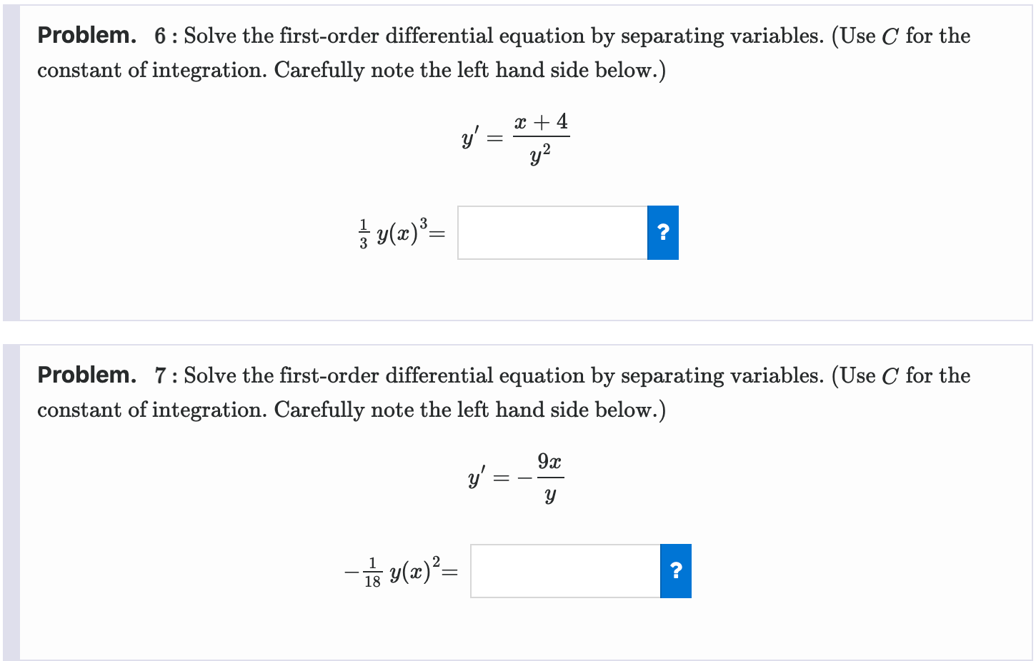 Solved Problem. 6: Solve the first-order differential | Chegg.com