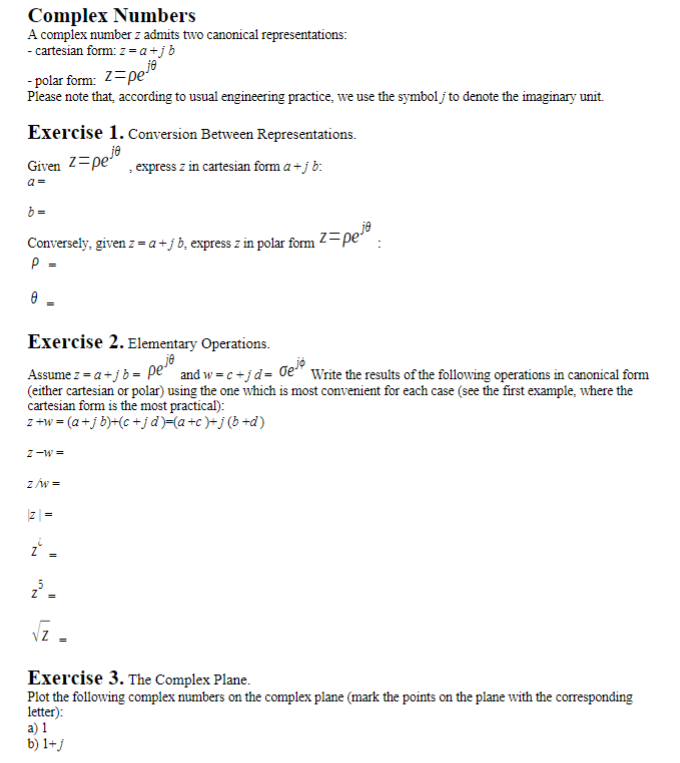 Solved Complex Numbers A complex number z admits two | Chegg.com