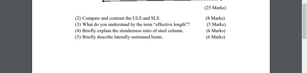 Solved (2) Compare and contrast the ULS and SLS. (8 Marks) | Chegg.com
