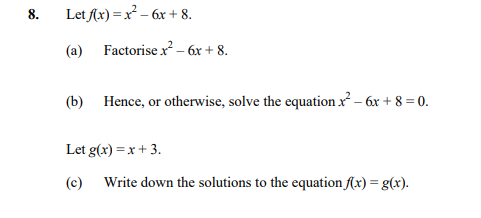 Solved 8. Let f(x)=x² - 6x + 8. (a) Factorise x2 - 6x + 8. | Chegg.com