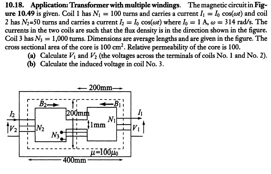 Solved The magnetic ciurcuit is given by the figure. Coil 1 | Chegg.com