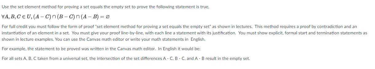 Solved Use the set element method for proving a set equals | Chegg.com