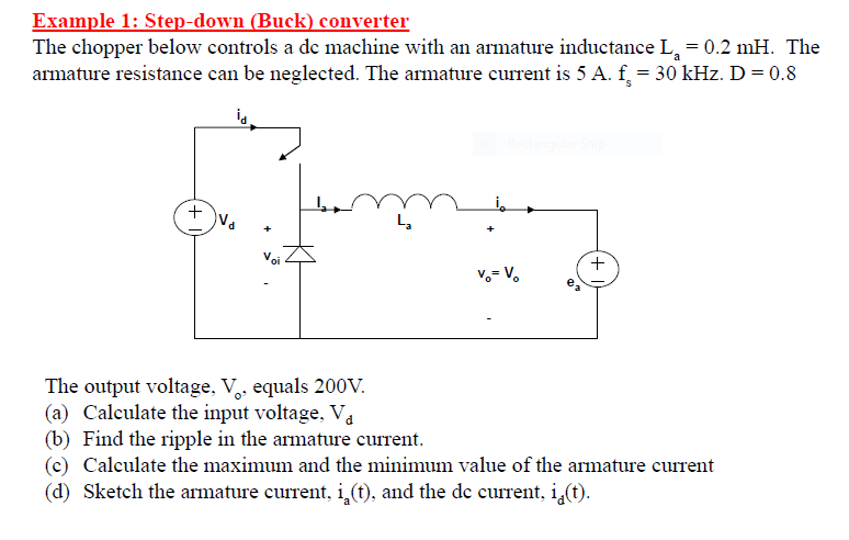 Solved Example 1: Step-down (Buck) converter The chopper | Chegg.com