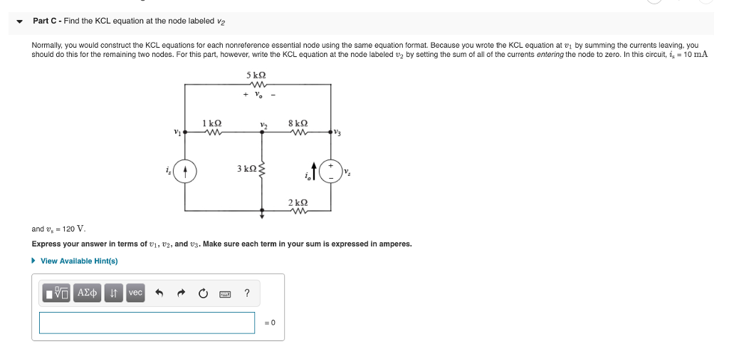 Solved Part B - Writing KCL equations Once you have | Chegg.com