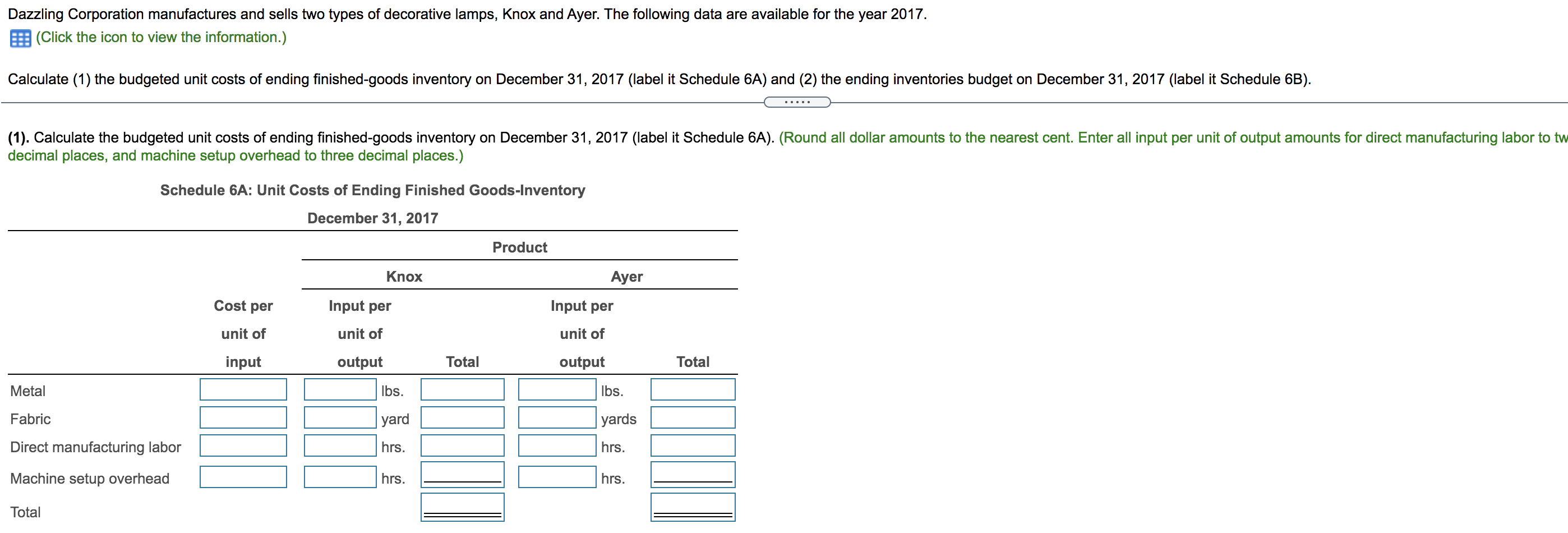 Solved (2). Calculate the ending inventories budget on | Chegg.com