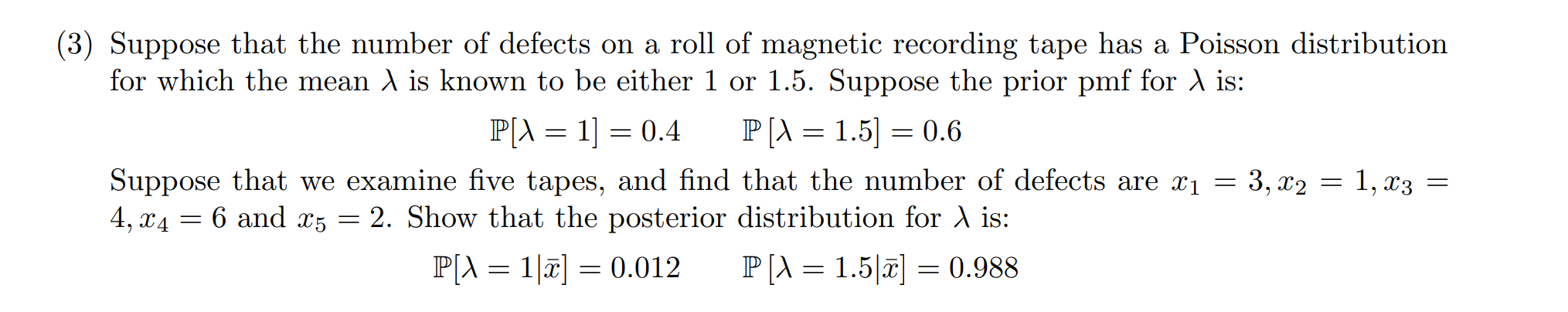 Solved (3) Suppose that the number of defects on a roll of | Chegg.com