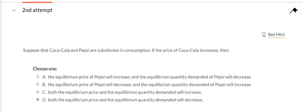 Solved 2nd attempt See Hint Suppose that Coca-Cola and Pepsi | Chegg.com