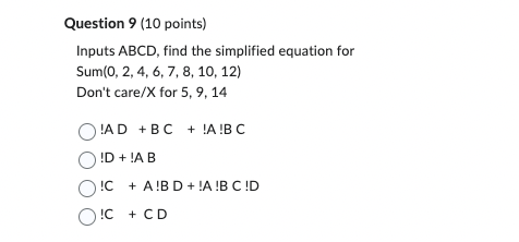 Solved Inputs ABCD, find the simplified equation for | Chegg.com