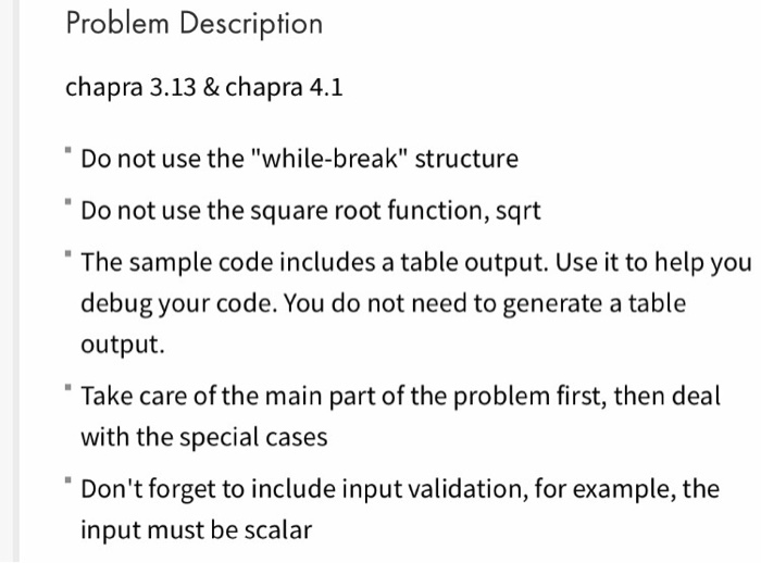 Solved Problem Description chapra 3.13 & chapra 4.1 r Do not | Chegg.com