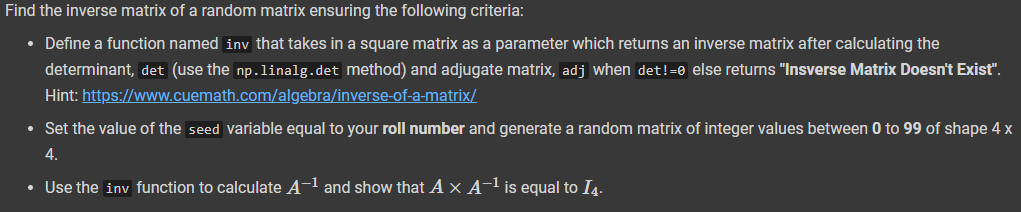 Solved Find the inverse matrix of a random matrix ensuring | Chegg.com