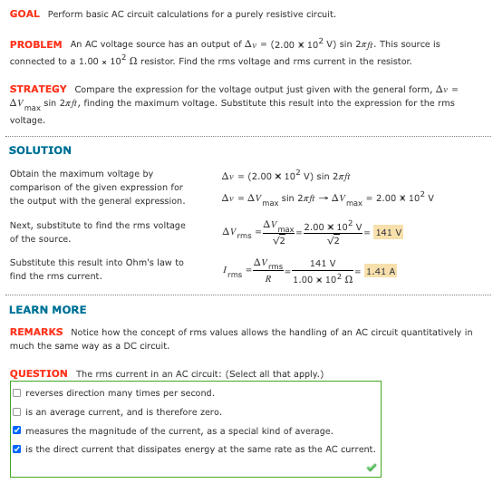 Solved GOAL Perform basic AC circuit calculations for a | Chegg.com