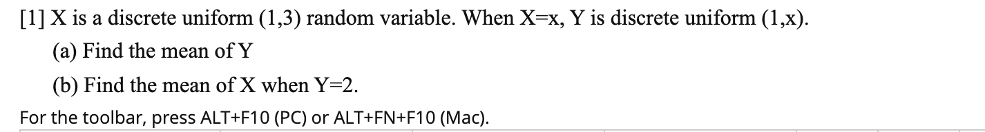 Solved [1] X is a discrete uniform (1,3) random variable. | Chegg.com