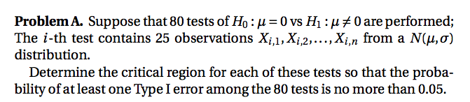 Solved Problem A. Suppose that 80 tests of Ho:u= 0 vs H :u70 | Chegg.com