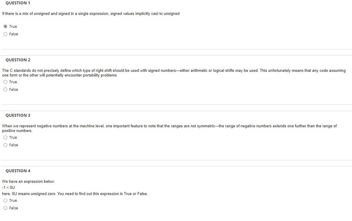Solved QUESTION 1 If there is a mix of unsigned and signed | Chegg.com
