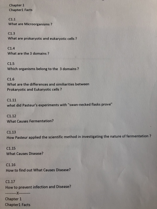 Solved Microbiology chapter 1. Review for the exam. | Chegg.com