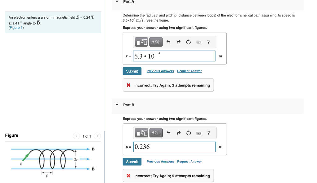 Solved An Electron Enters A Uniform Magnetic Field B 0 24 T