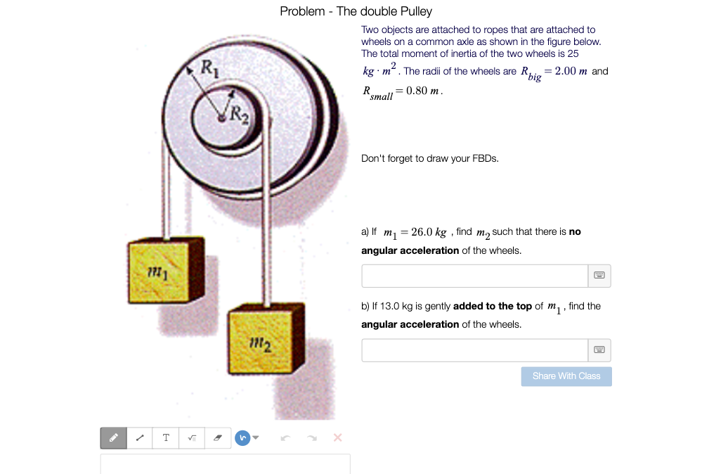 Solved Problem - The double Pulley Two objects are attached | Chegg.com