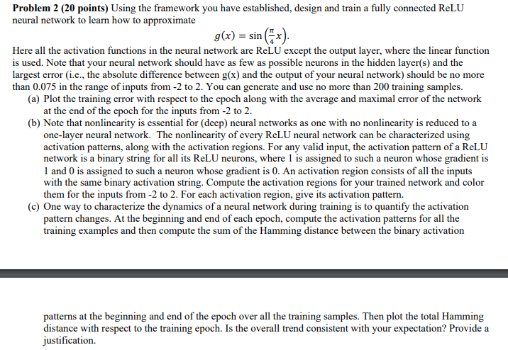 Problem 2 (20 points) Using the framework you have | Chegg.com