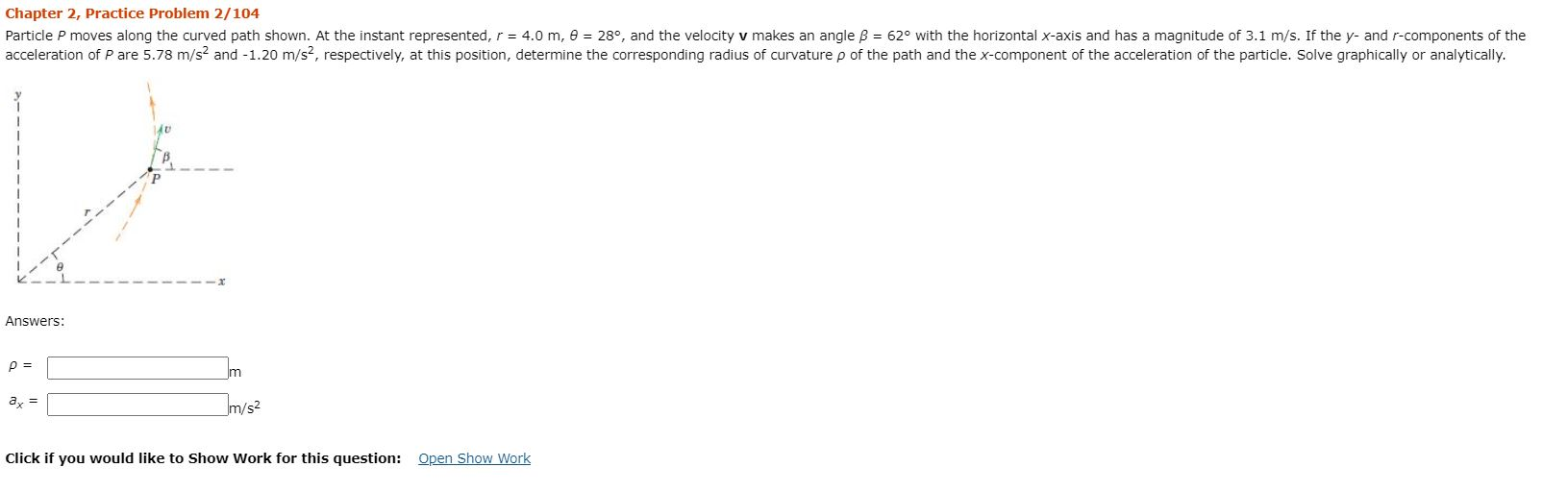 Solved Chapter 2, Practice Problem 2/104 Particle P moves | Chegg.com
