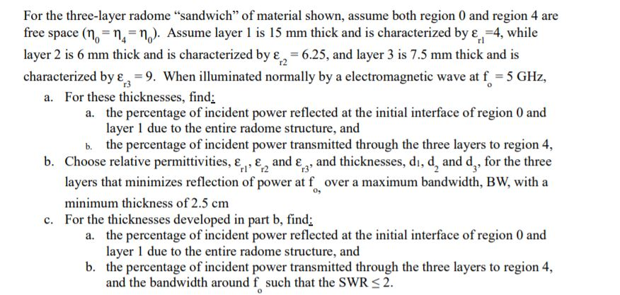 For the three-layer radome "sandwich" of material | Chegg.com