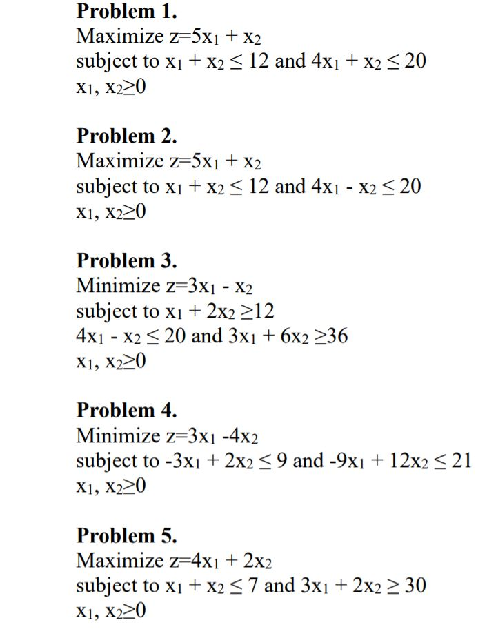 Solved Problem 1. Maximize z=5x1 + x2 subject to X1 + x2