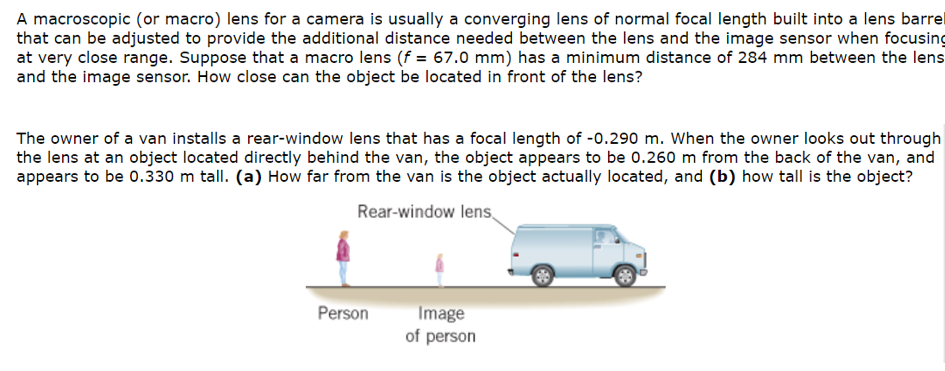 Solved A macroscopic (or macro) lens for a camera is usually | Chegg.com