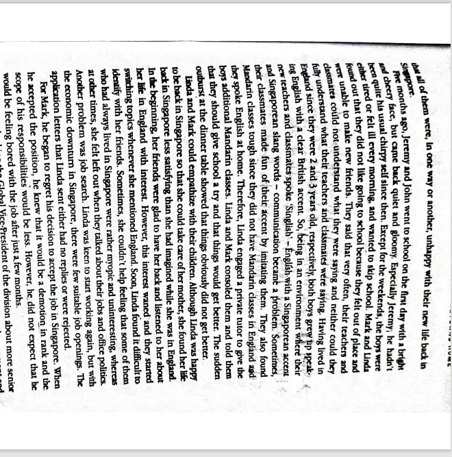 Solved Jaguar or bluebird? (B) Mark Chan returns home after | Chegg.com