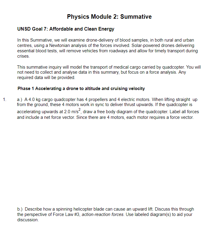 Solved Physics Module 2: Summative UNSD Goal 7: Affordable | Chegg.com