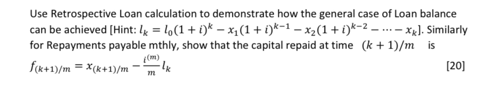 Solved Use Retrospective Loan calculation to demonstrate how | Chegg.com