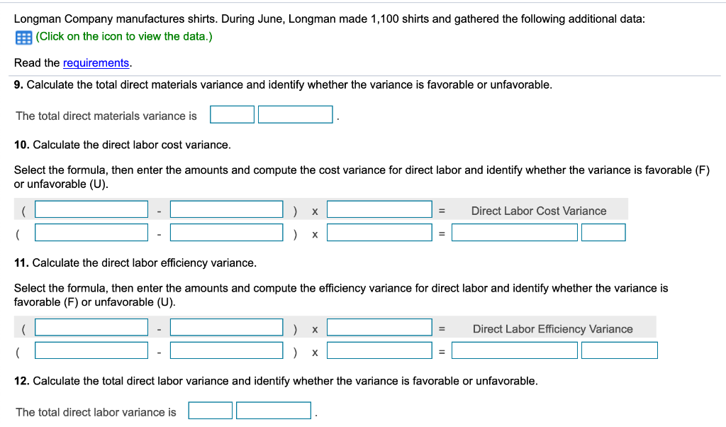 Solved Longman Company manufactures shirts. During June, | Chegg.com