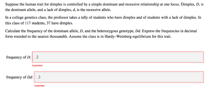 Solved Suppose the human trait for dimples is controlled by | Chegg.com