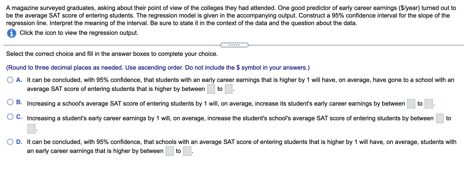 Solved - x Regression Output Response variable is: Earn R | Chegg.com