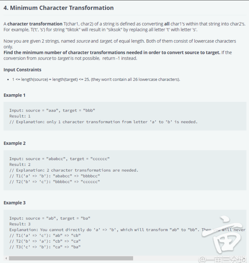 Solved 4. Minimum Character Transformation A character | Chegg.com