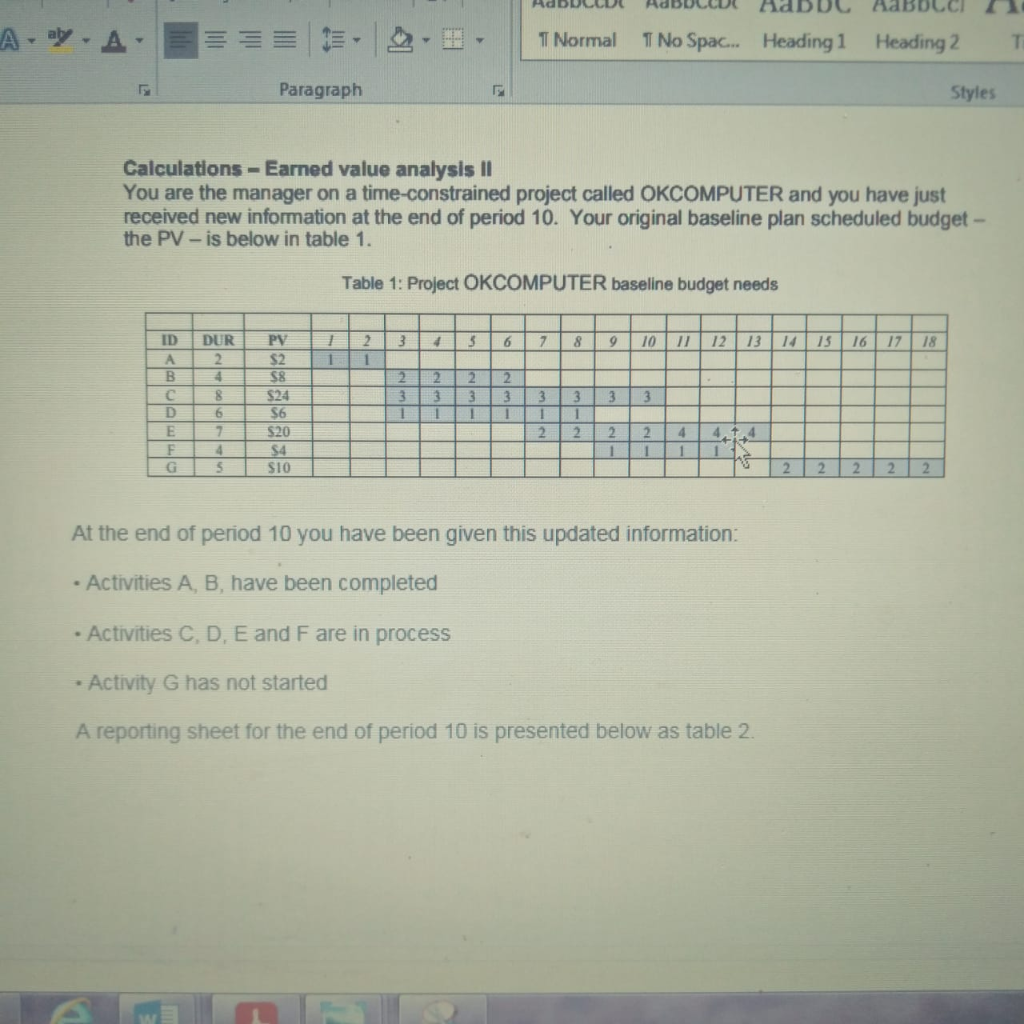 Solved Paragraph Please calculate the following: Work out | Chegg.com