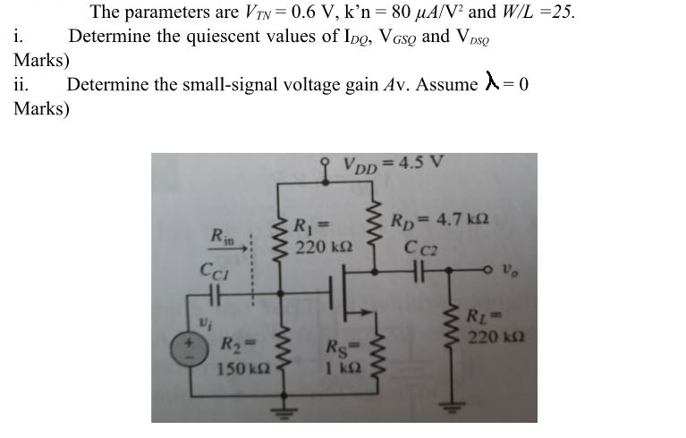Solved Figure below shows a FET common-source amplifier | Chegg.com