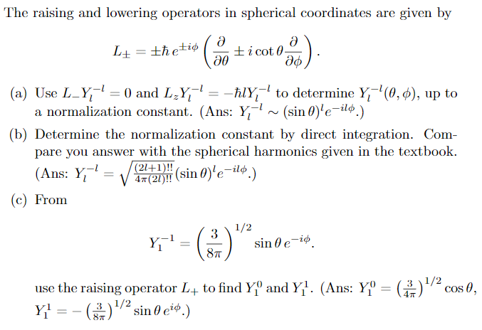 Solved The raising and lowering operators in spherical | Chegg.com