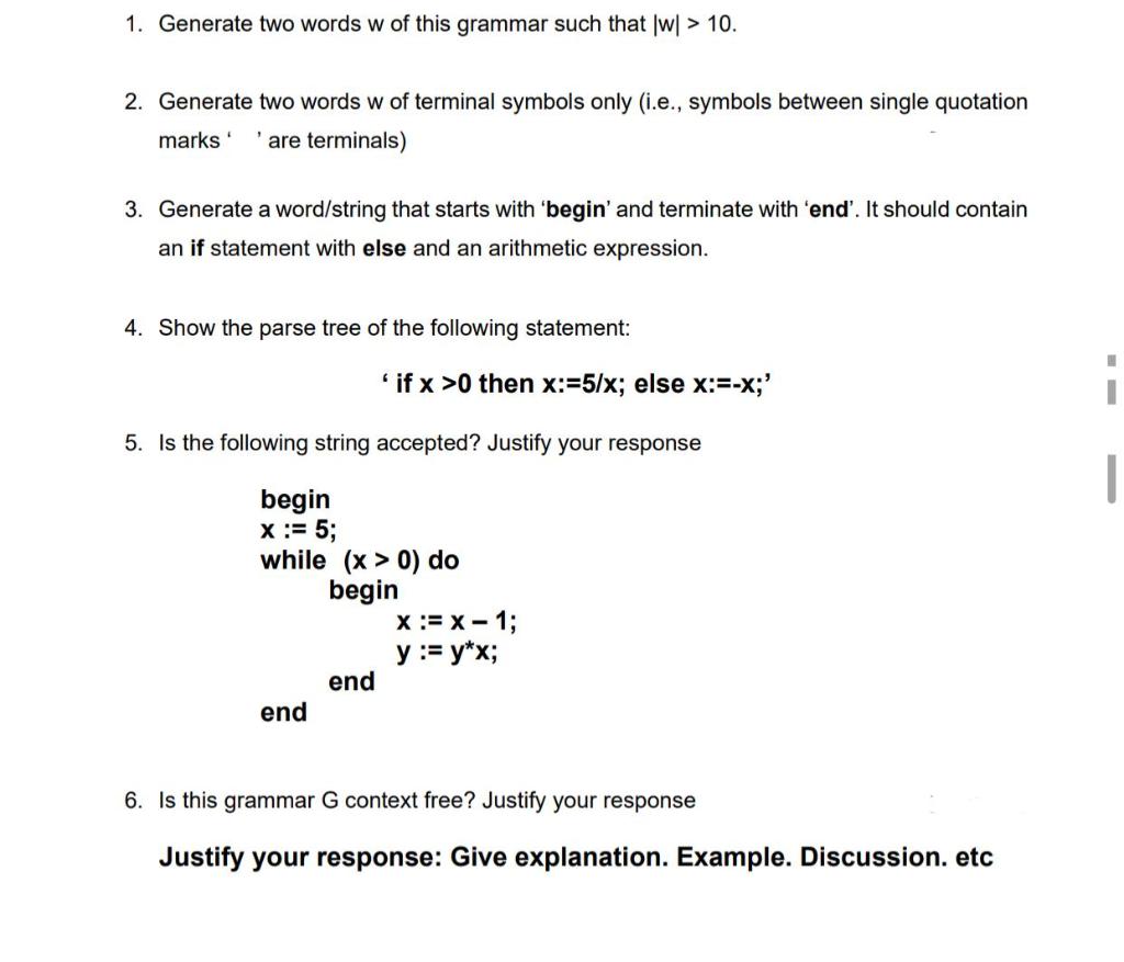 Solved Part G: The following grammar G specifies the Pascal | Chegg.com