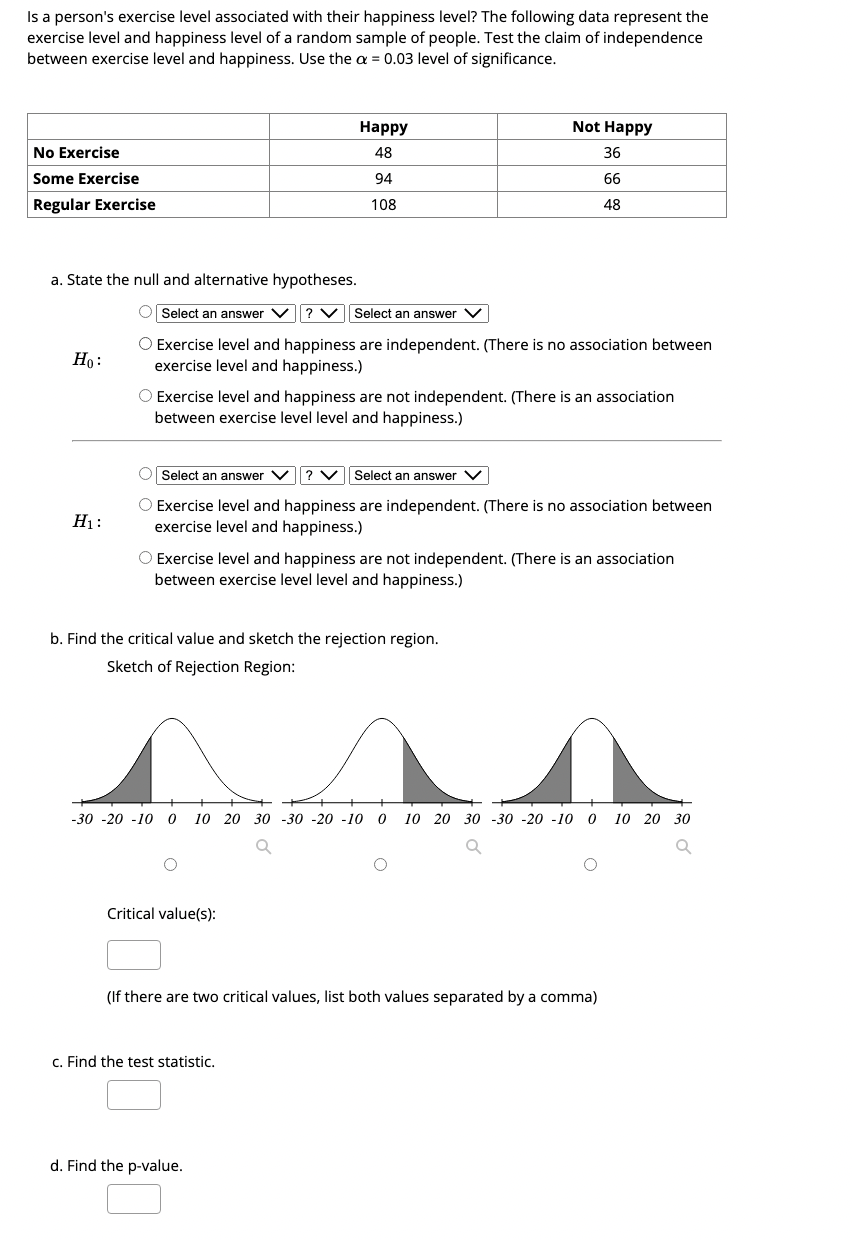 Solved Is a person's exercise level associated with their | Chegg.com