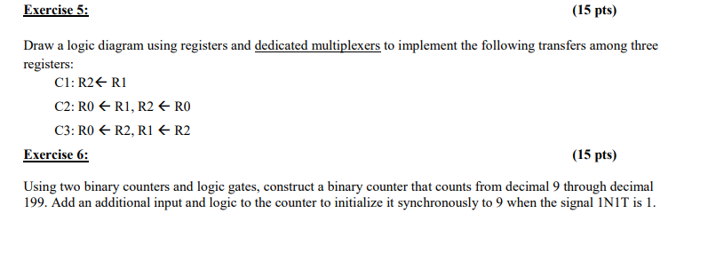 Solved Exercise 5: (15 pts) Draw a logic diagram using | Chegg.com