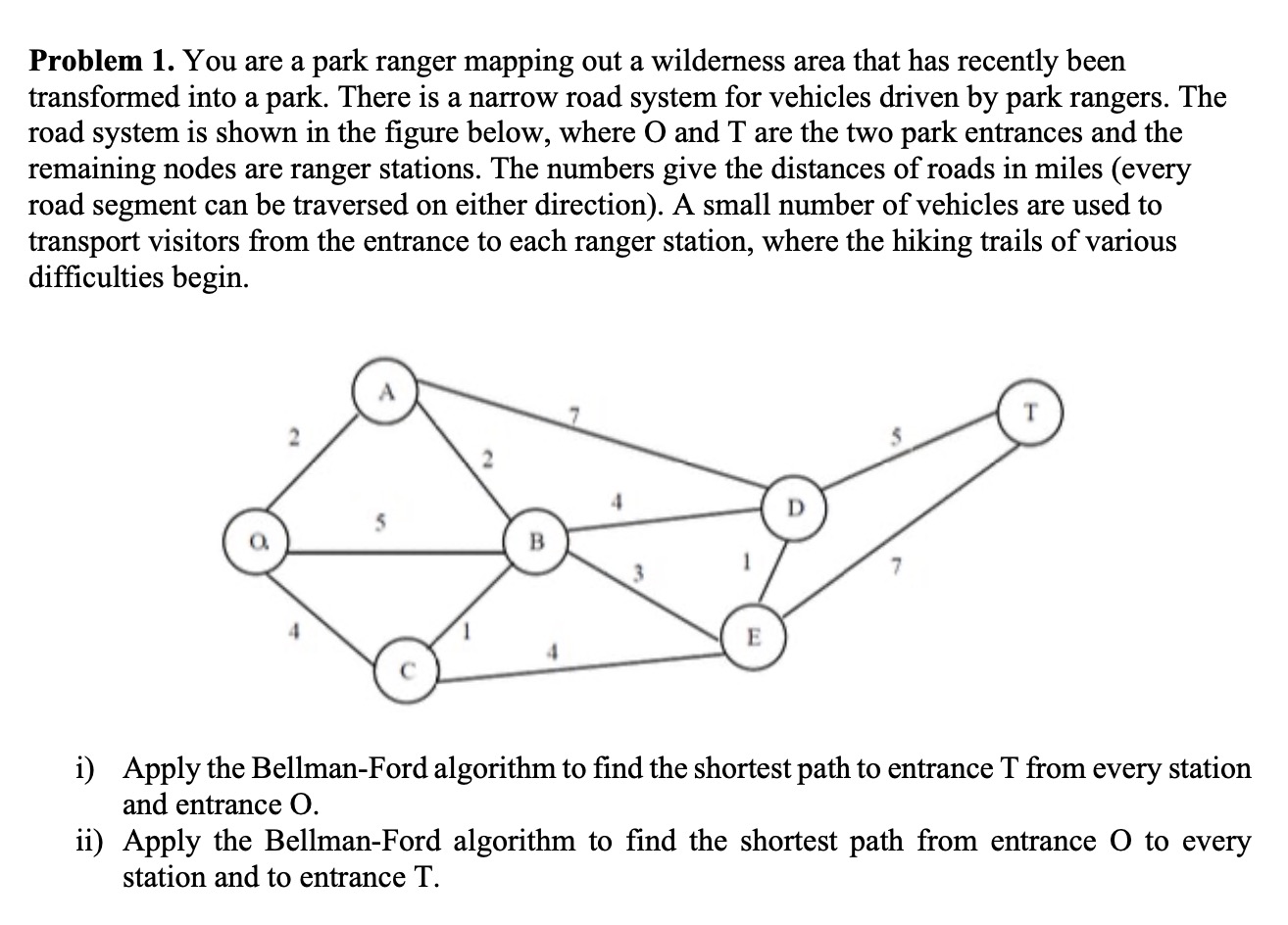 Solved Problem 1. You are a park ranger mapping out a | Chegg.com