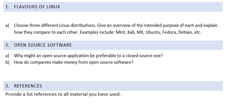 Solved 1. FLAVOURS OF LINUX a) Choose three different Linux | Chegg.com