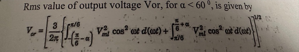 Solved derive the equation Rms value of output voltage Vor, | Chegg.com