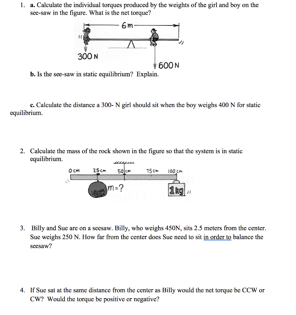 Solved 1. a. Calculate the individual torques produced by | Chegg.com