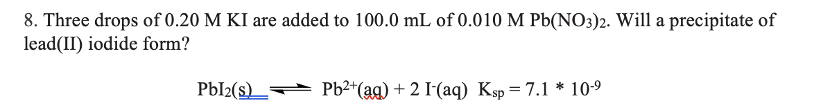 Solved code class="asciimath">Three drops of 0.20 ﻿M KI are | Chegg.com