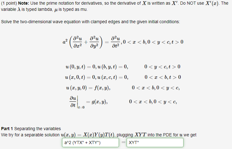 Solved (1 point) Note: Use the prime notation for | Chegg.com