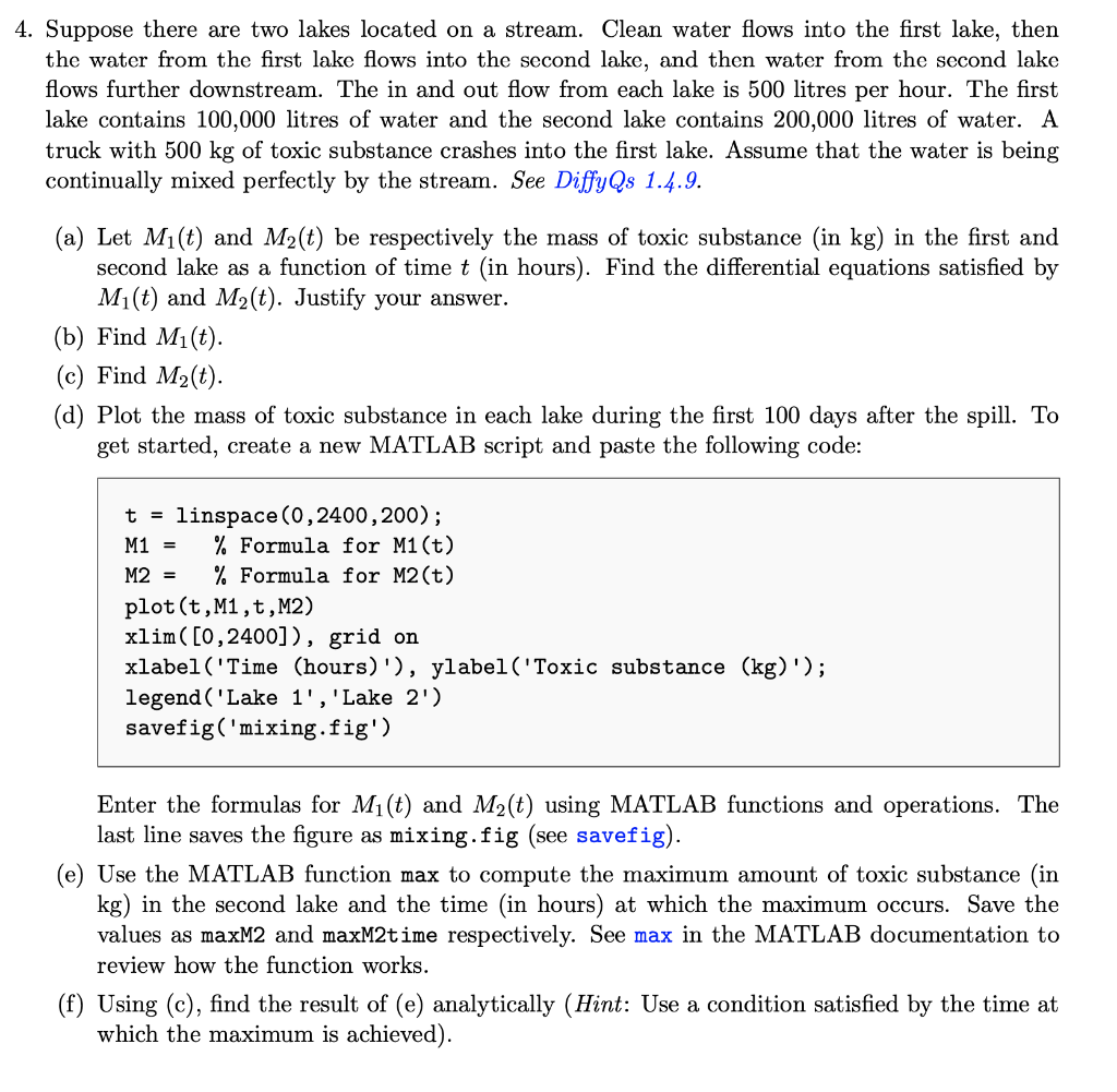 Solved 4. Suppose there are two lakes located on a stream. | Chegg.com