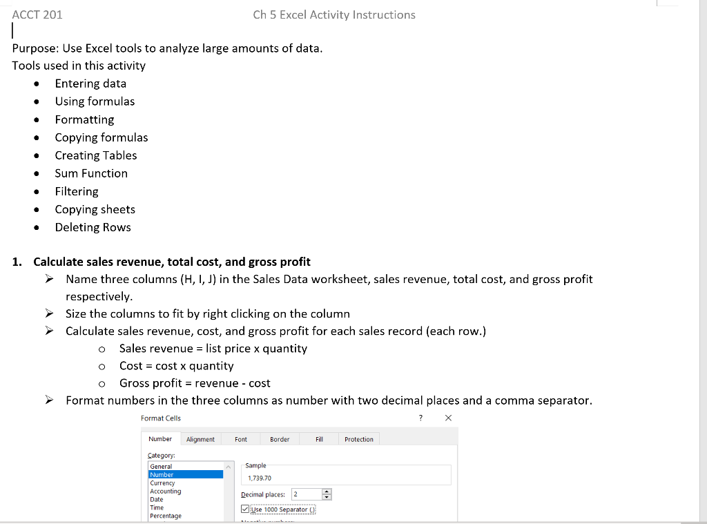 Solved ACCT 201 Ch 5 Excel Activity Instructions Purpose: | Chegg.com